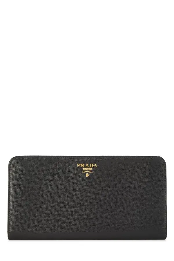 Prada Saffiano Long Wallet - Black