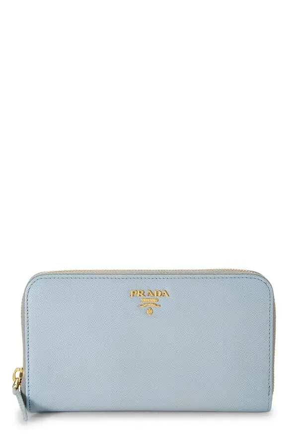 Prada Saffiano Zip Around Wallet - Blue