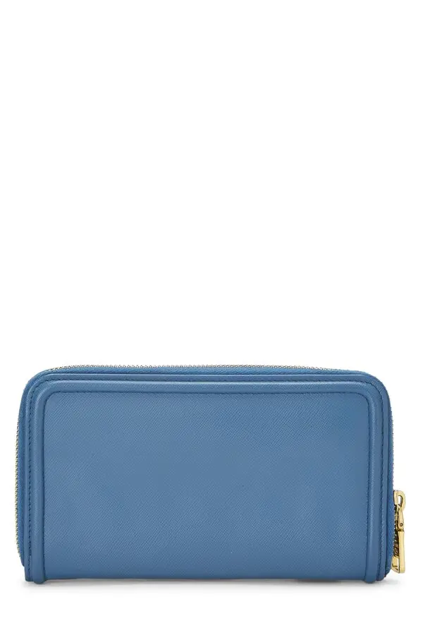 Prada Saffiano Zip Around Wallet - Blue