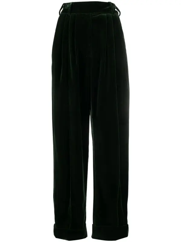 Alexandre Vauthier High-waisted Velvet Trousers - Green