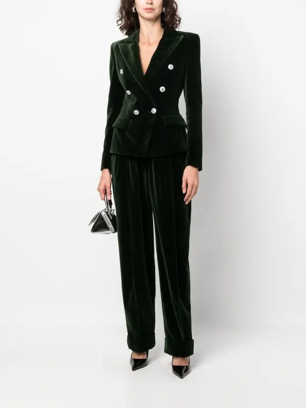 Alexandre Vauthier High-waisted Velvet Trousers - Green