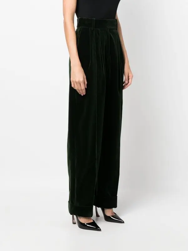 Alexandre Vauthier High-waisted Velvet Trousers - Green