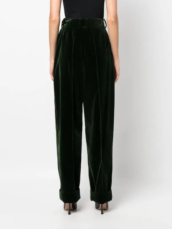 Alexandre Vauthier High-waisted Velvet Trousers - Green