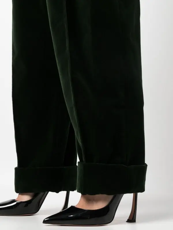 Alexandre Vauthier High-waisted Velvet Trousers - Green