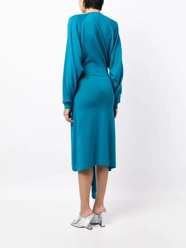 Attico Atwell Wool Midi Wrap Dress - Blue