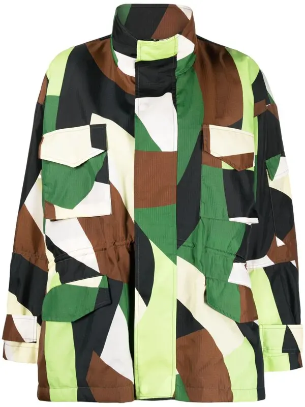 Plan C Geometric-pattern Jacket - Green