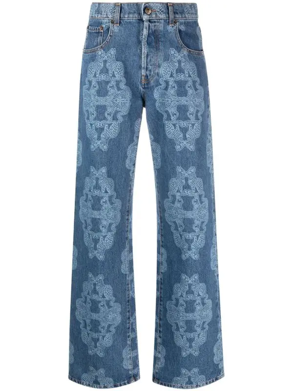 La DoubleJ Printed Straight-leg Jeans