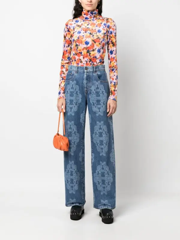 La DoubleJ Printed Straight-leg Jeans