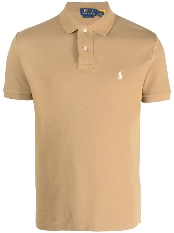 Polo Ralph Lauren Logo-embroidered Short-sleeve Polo - Neutrals