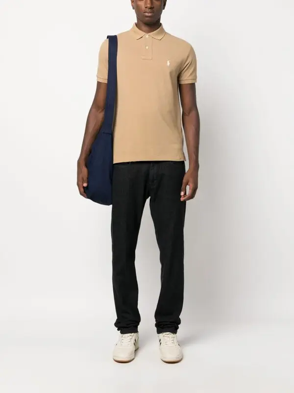Polo Ralph Lauren Logo-embroidered Short-sleeve Polo - Neutrals