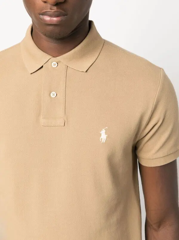 Polo Ralph Lauren Logo-embroidered Short-sleeve Polo - Neutrals