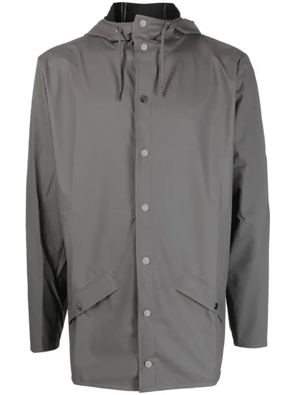 Rains Drawstring Hooded Parka - Grey