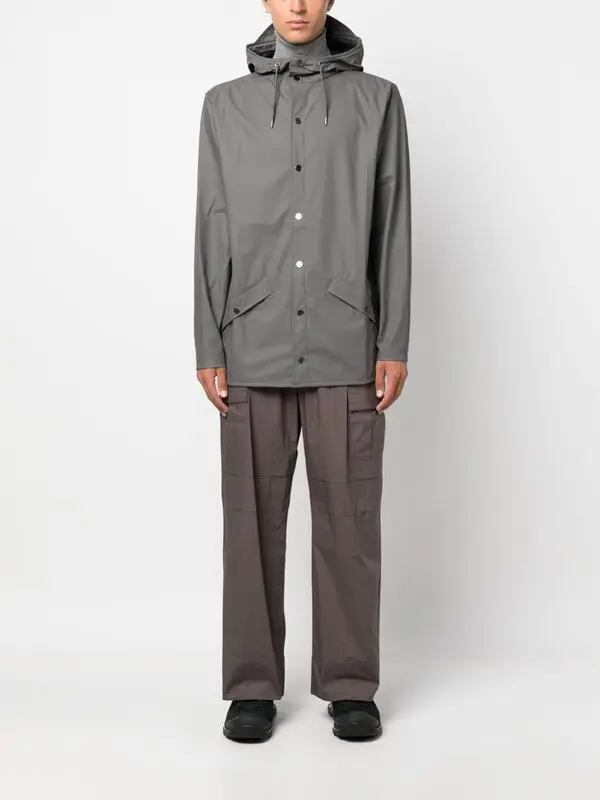 Rains Drawstring Hooded Parka - Grey