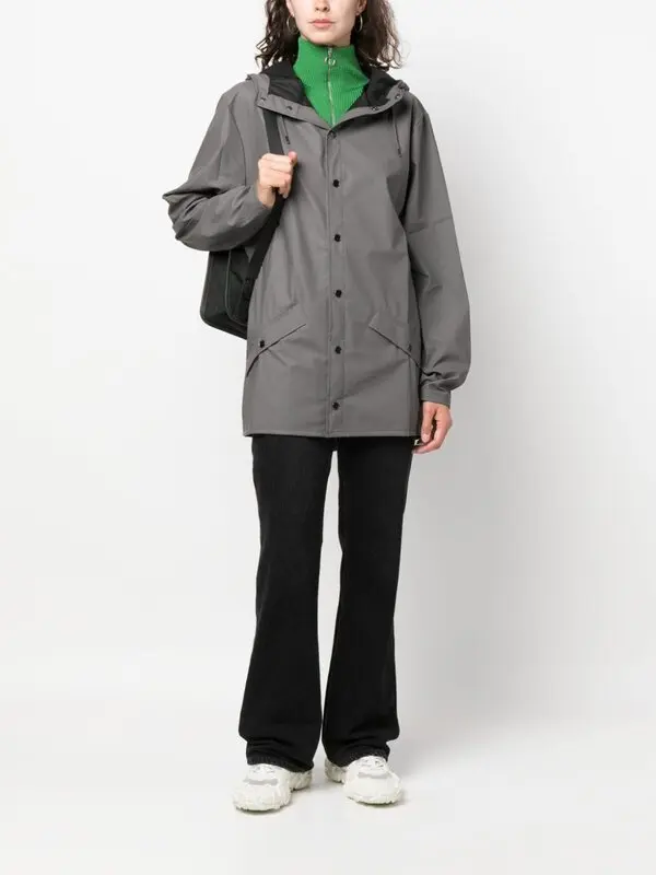 Rains Drawstring Hooded Parka - Grey