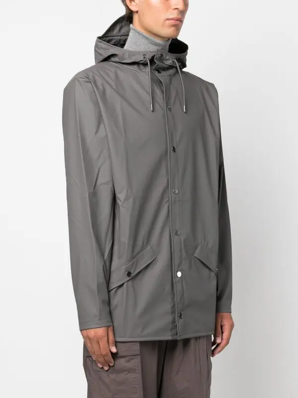Rains Drawstring Hooded Parka - Grey