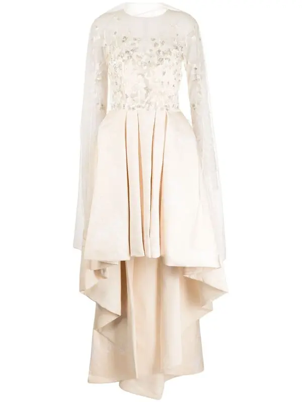 SAIID KOBEISY High-low Brocade Maxi Dress - Neutrals