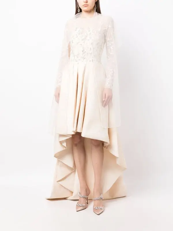 SAIID KOBEISY High-low Brocade Maxi Dress - Neutrals