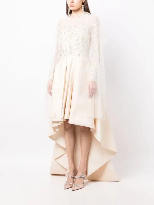 SAIID KOBEISY High-low Brocade Maxi Dress - Neutrals