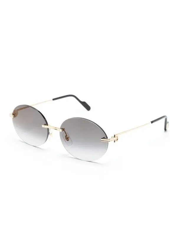 CARTIER Metallic Oval-frame Sunglasses