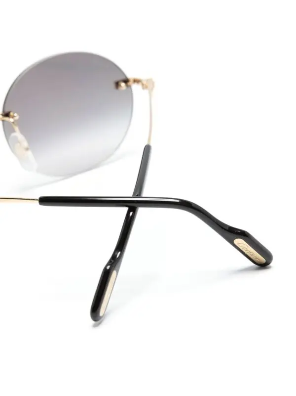 CARTIER Metallic Oval-frame Sunglasses