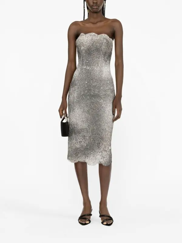 Ermanno Scervino Crystal-Embellished Lace Midi Dress In Silver - 40% Off |  Editorialist