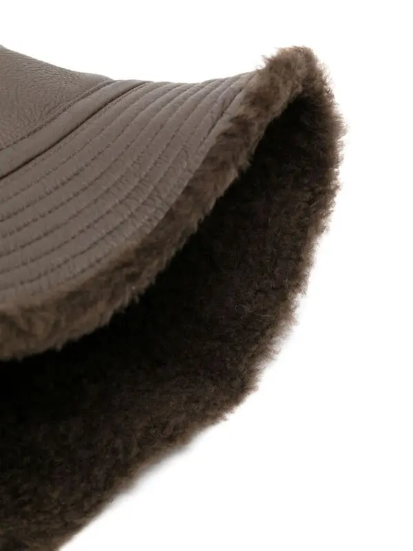 YVES SALOMON Leather Bucket Hat - Brown