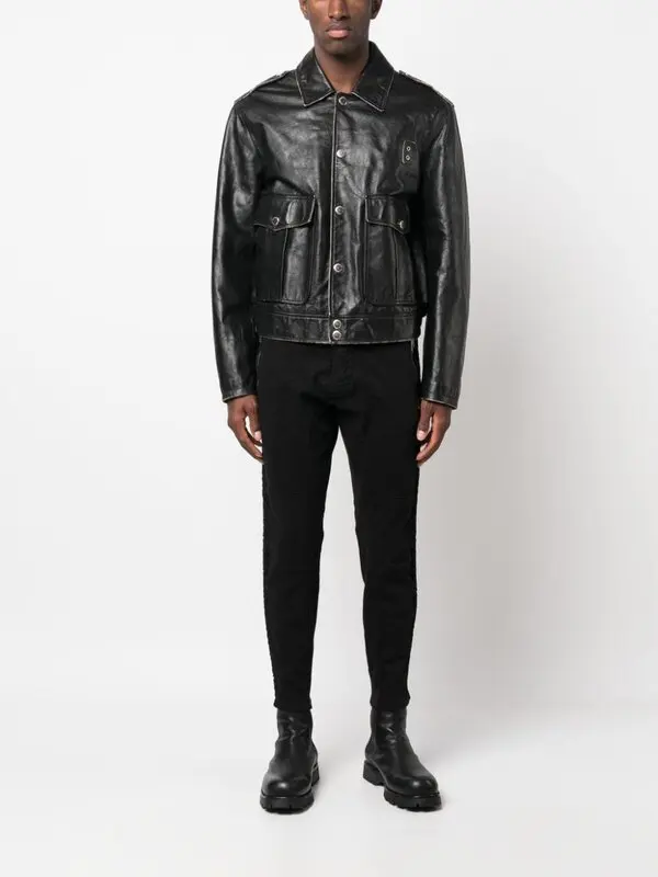 Dsquared2 Calf Leather Button-fastening Bomber Jacket