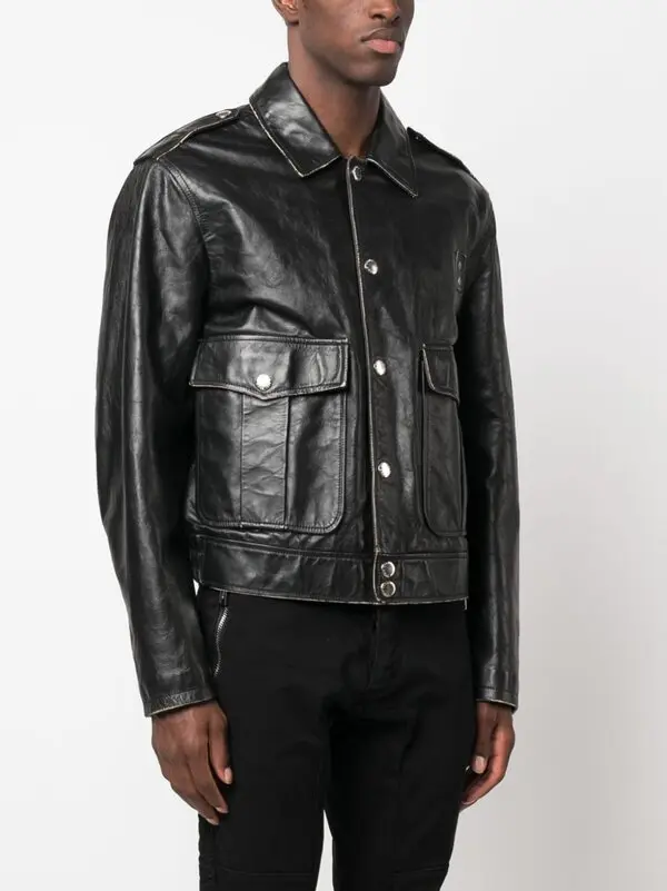 Dsquared2 Calf Leather Button-fastening Bomber Jacket
