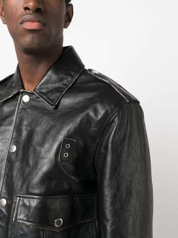 Dsquared2 Calf Leather Button-fastening Bomber Jacket