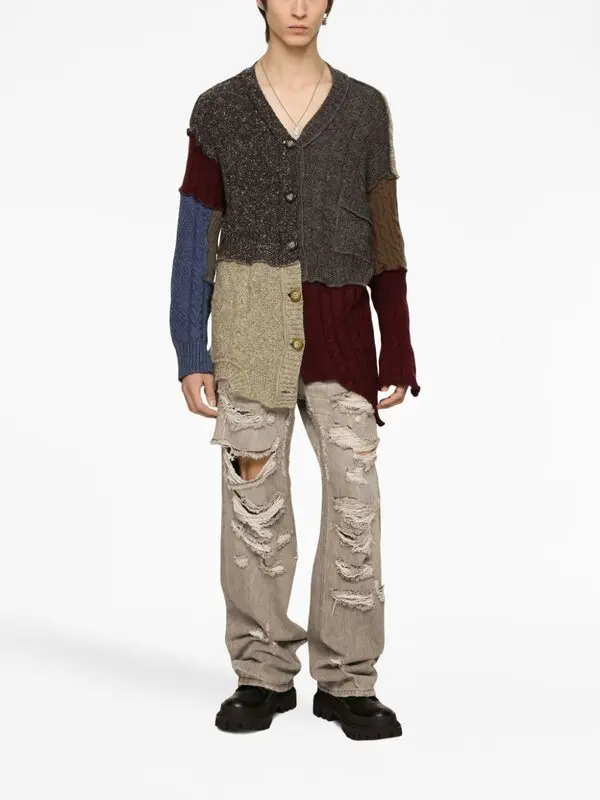 Dolce & Gabbana Patchwork Distressed Cardigan - Neutrals