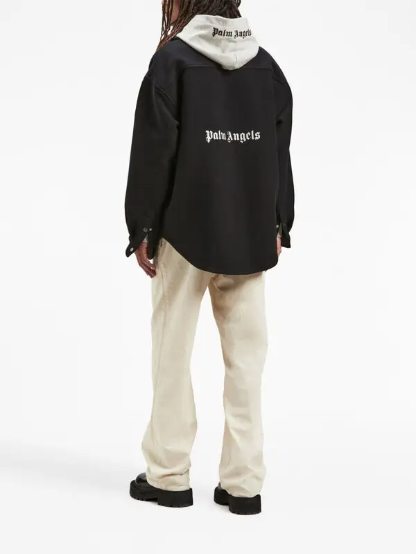 Palm Angels Embroidered-logo Hoodie - Grey