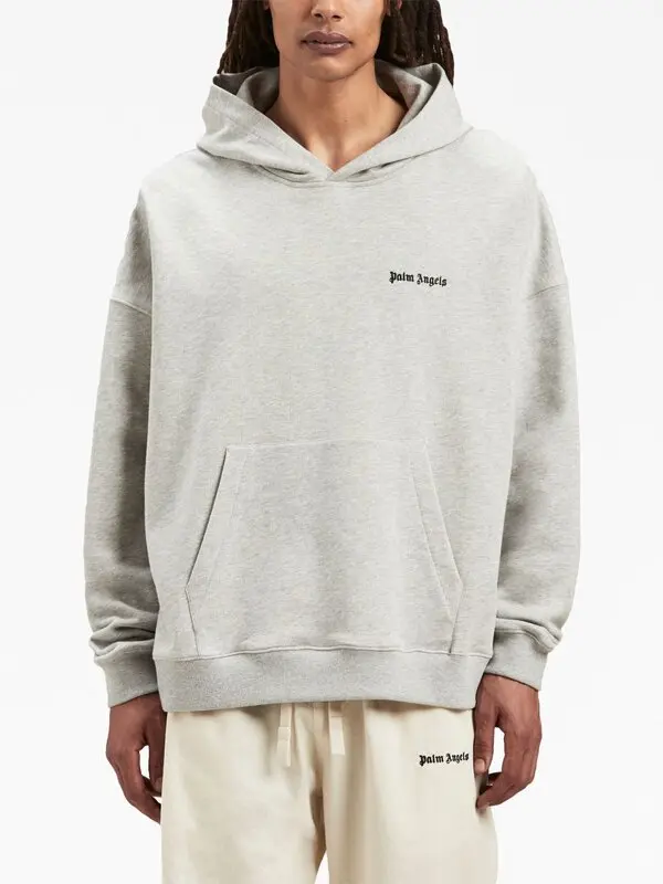 Palm Angels Embroidered-logo Hoodie - Grey