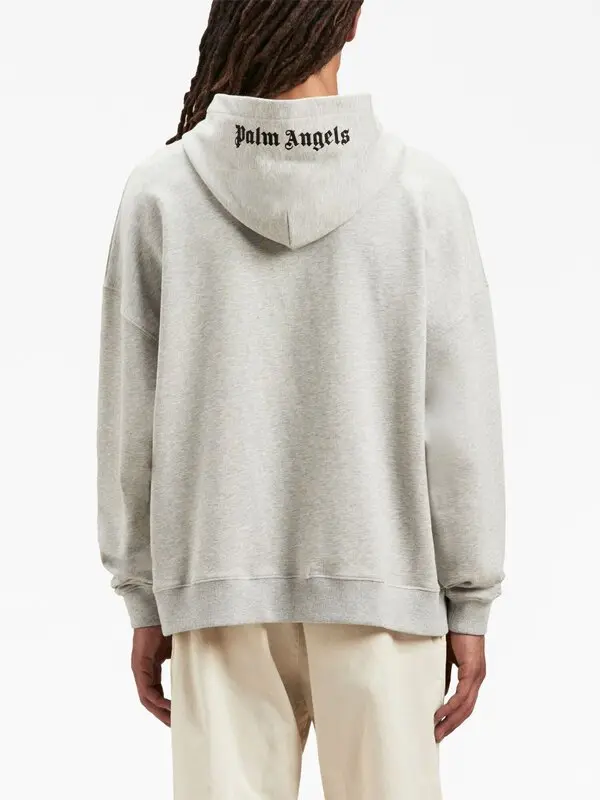Palm Angels Embroidered-logo Hoodie - Grey