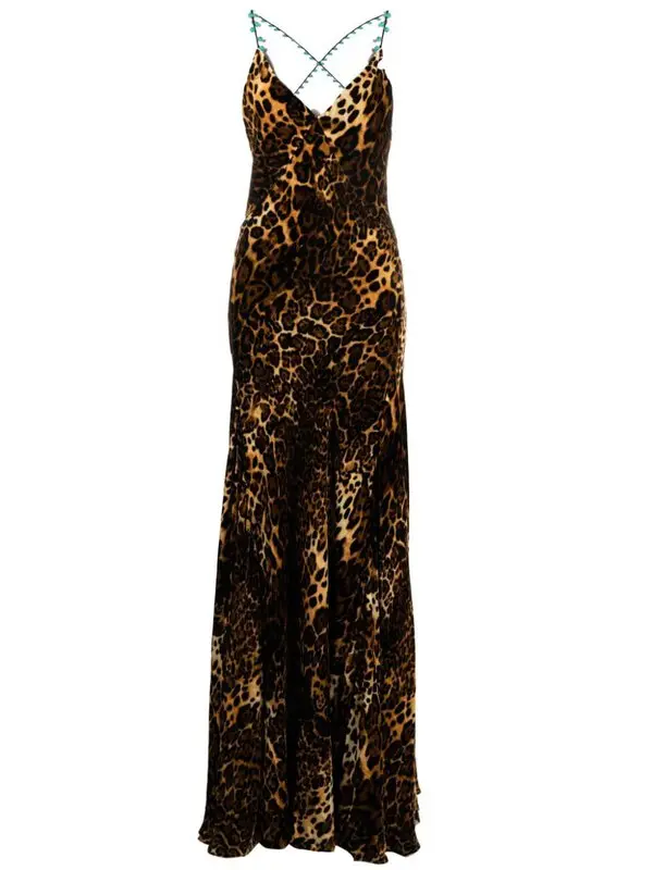 Roberto Cavalli Leopard Print Maxi Dress