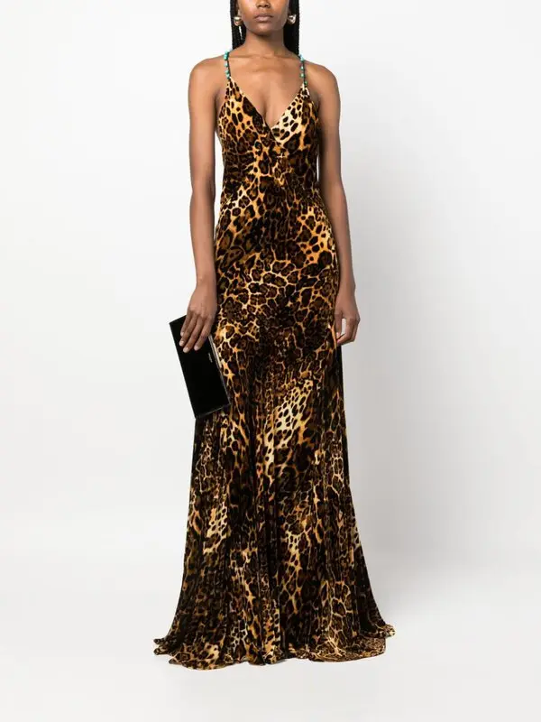 Roberto Cavalli Leopard Print Maxi Dress