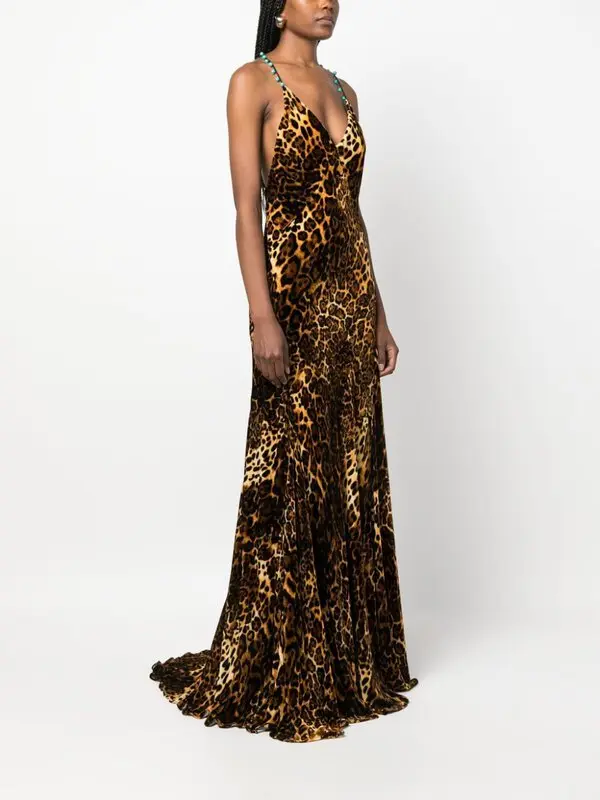 Roberto Cavalli Leopard Print Maxi Dress