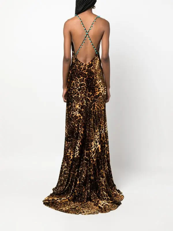 Roberto Cavalli Leopard Print Maxi Dress
