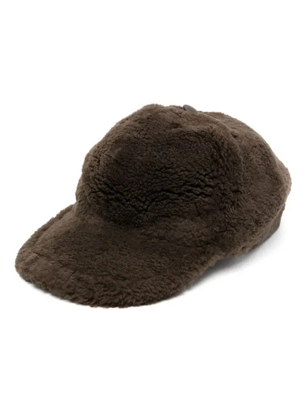 YVES SALOMON Shearling Baseball Cap - Brown