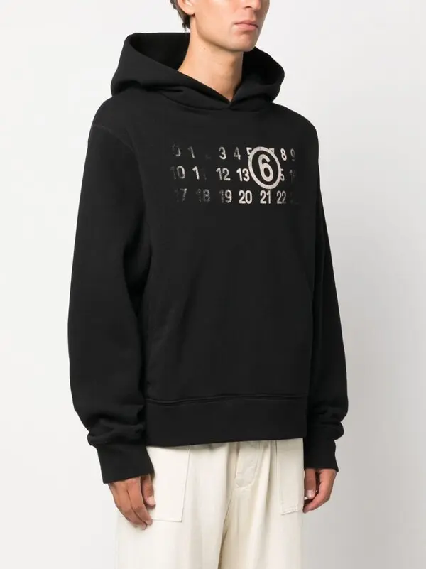 Maison Margiela Numbers-Motif Cotton Hoodie In Black - 40% Off