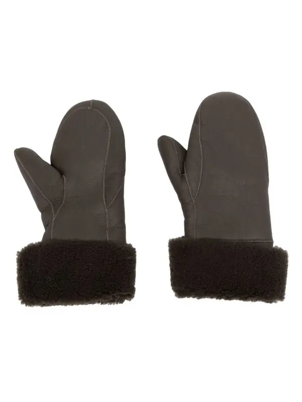 YVES SALOMON Short Lambskin Mittens - Brown