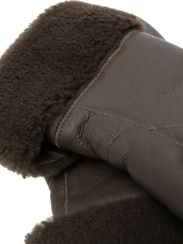 YVES SALOMON Short Lambskin Mittens - Brown
