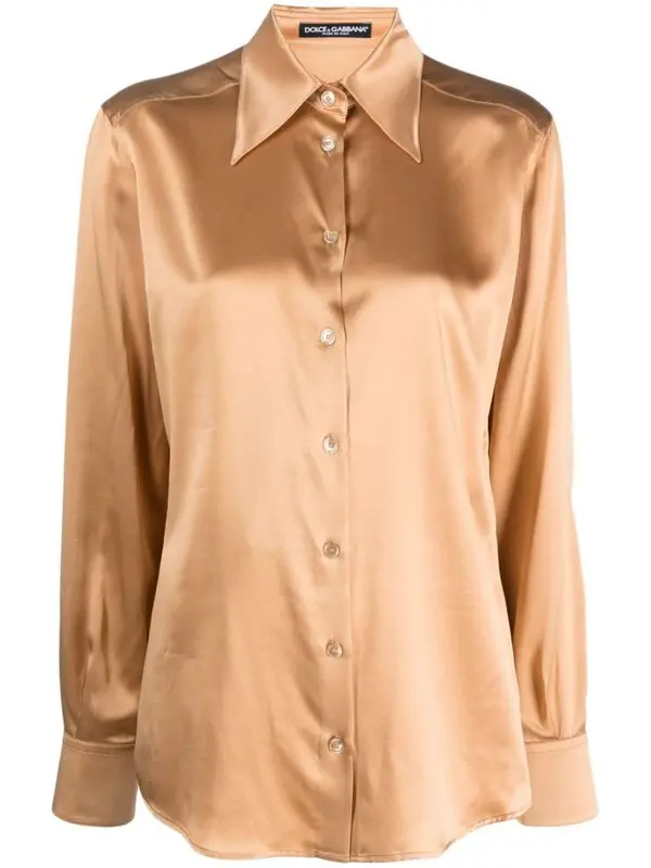 Dolce & Gabbana Satin Silk Shirt - Neutrals