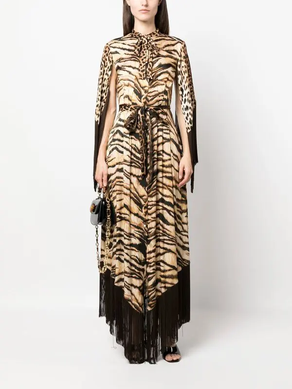 Roberto Cavalli Leopard-Print Dress With Fringe In Neutrals - 44% Off |  Editorialist