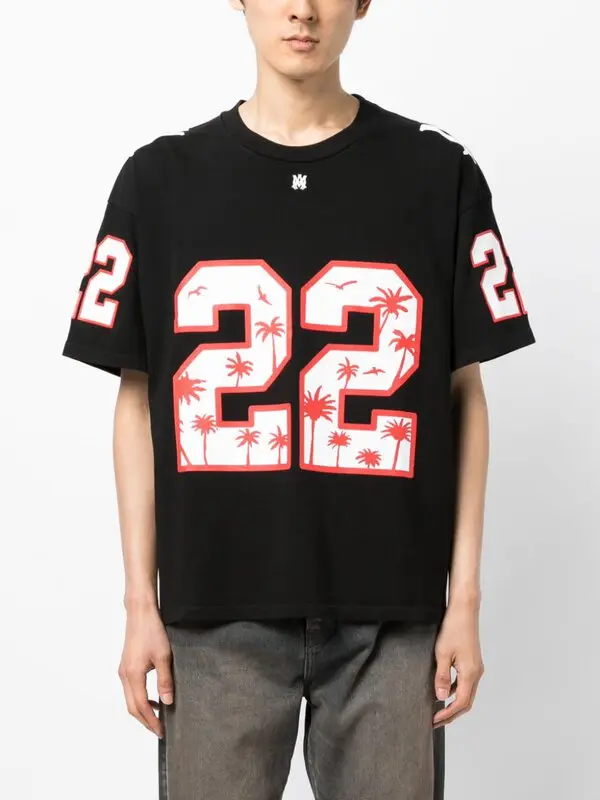 Amiri 22 Football Cotton T-Hirt In Black - 25% Off | Editorialist