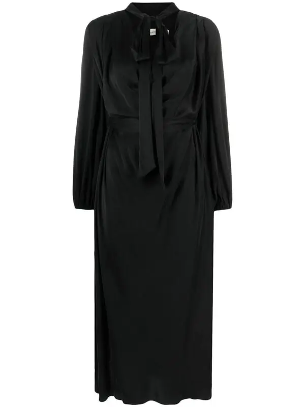 Zimmermann Tie-neck Gathered Silk Mididress - Black