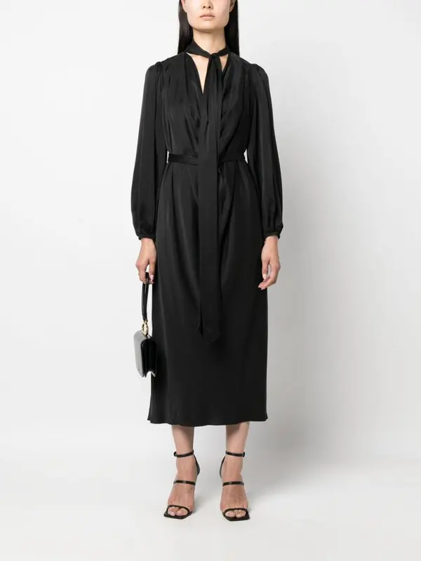 Zimmermann Tie-neck Gathered Silk Mididress