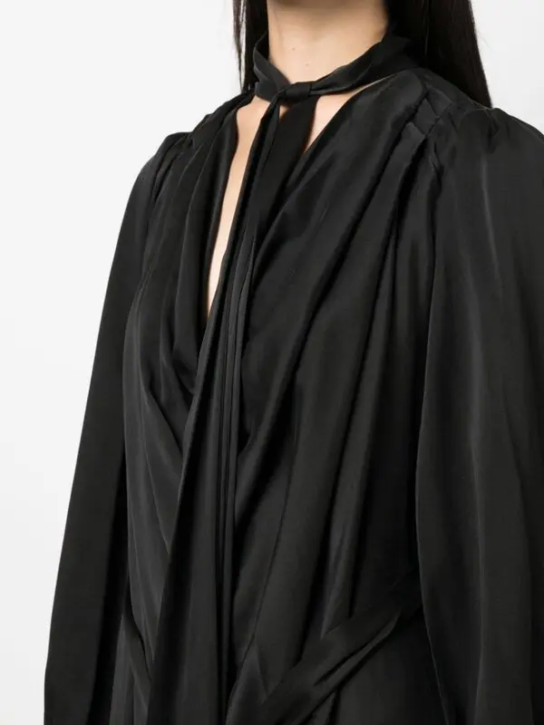 Zimmermann Tie-neck Gathered Silk Mididress