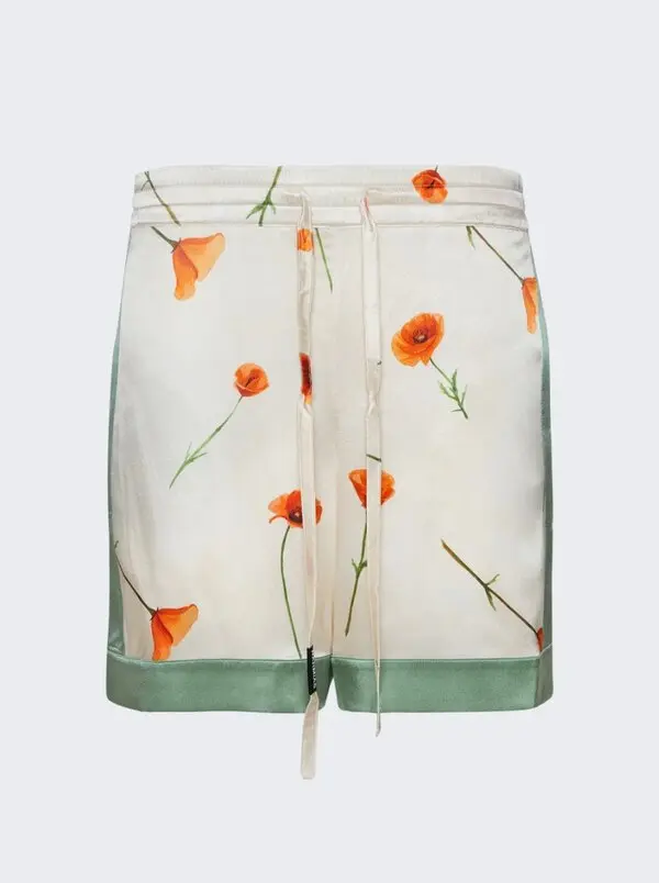 NAHMIAS Colorblock Silk Poppy Shorts - Poppy Ivory