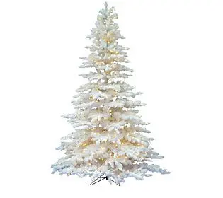 VICKERMAN 7.5' Flocked White Spruce Artificial Hristmastreepw - One-color