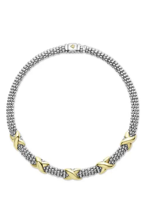 Lagos Embrace Caviar Beaded Collar Necklace - Silver/gold